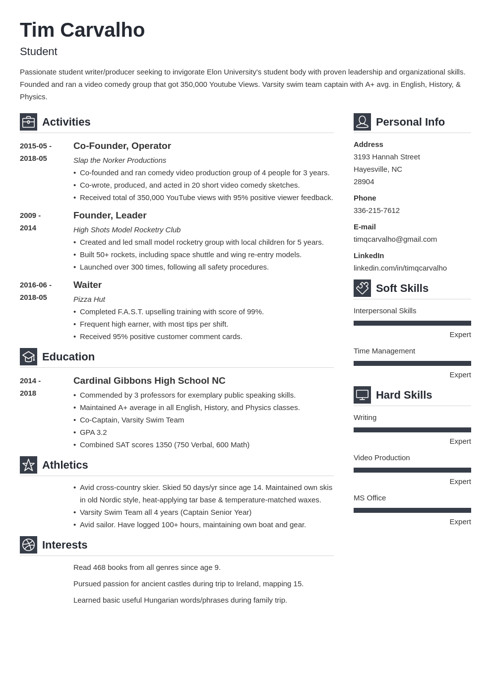 College Resume Template For High School Students 2023 