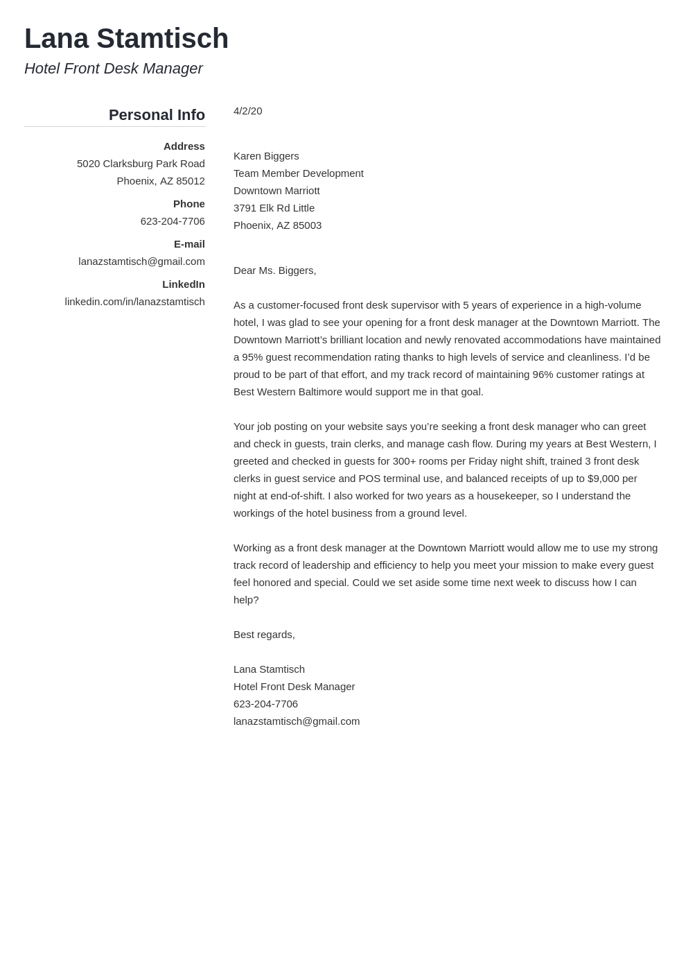 Hospitality Cover Letter Examples Writing Guide