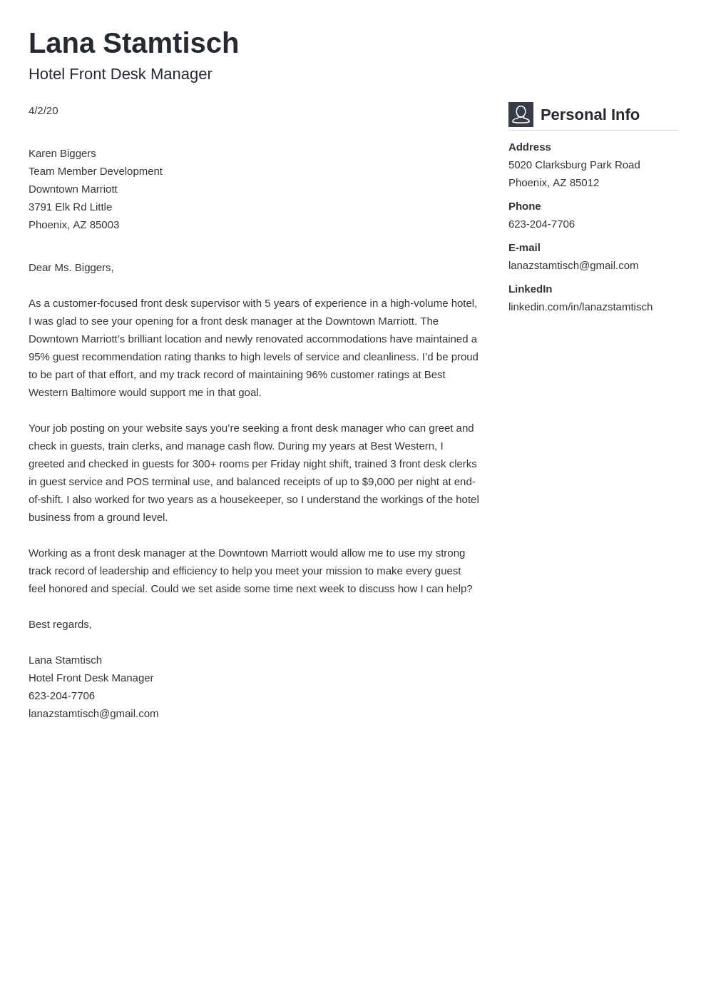 Hospitality Cover Letter Examples Writing Guide