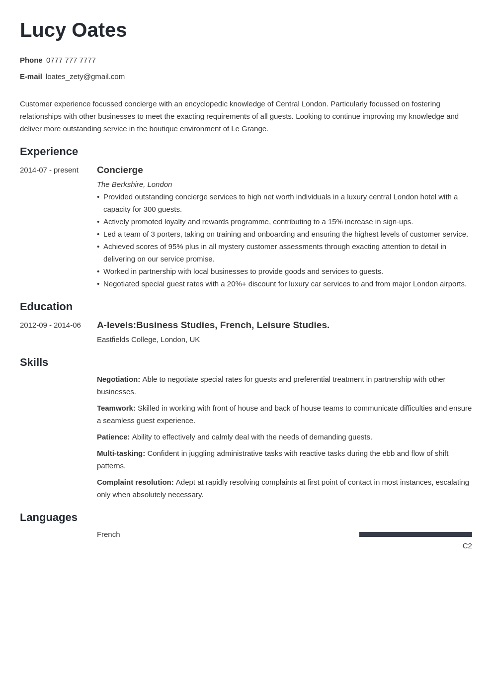 How to Write a Hospitality CV: Examples & Guide 2025