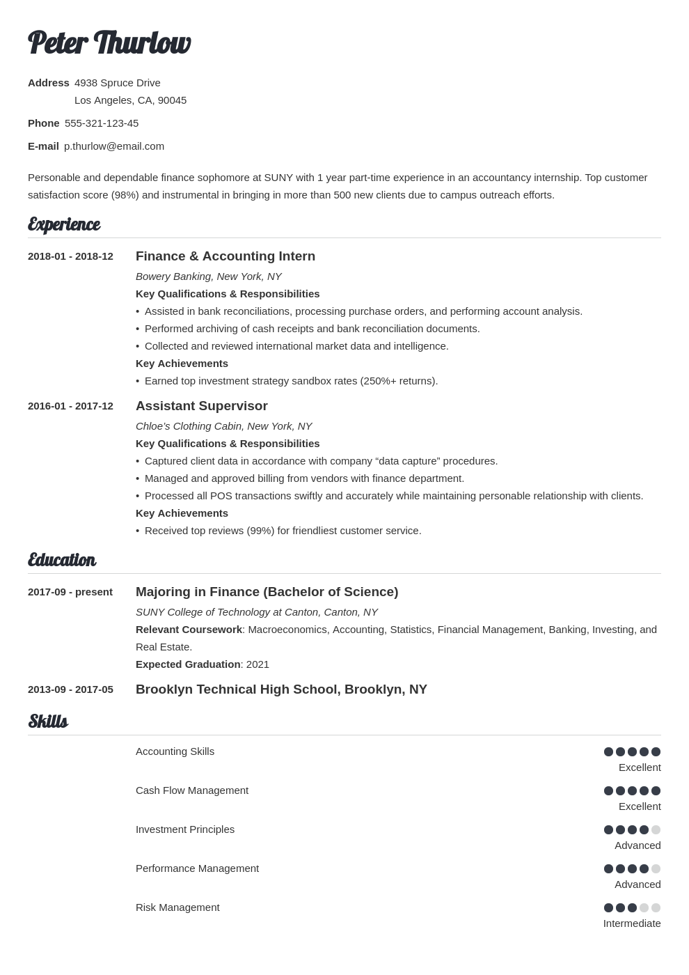 Resume For Internship Template Guide 20 Examples 