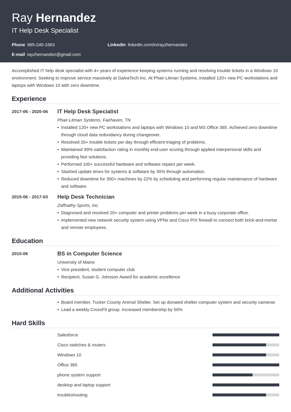 IT Help Desk Resume Examples And Guide 10 Tips 