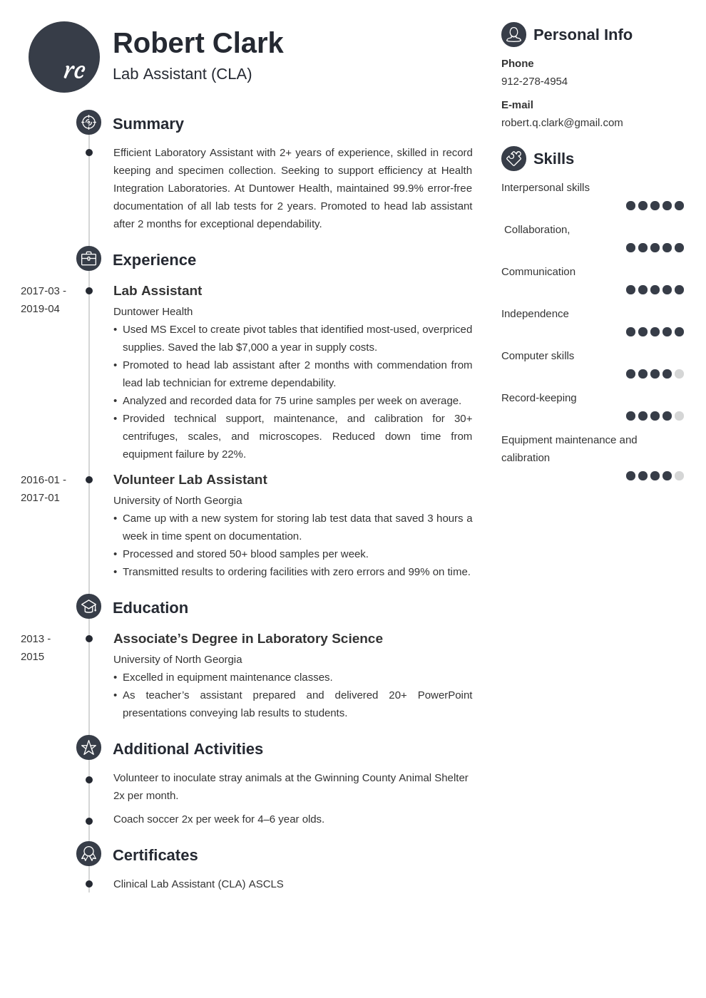 Lab Assistant Resume Sample with Laboratory Skills Lab Assistant Resume Sample with Laboratory Skills