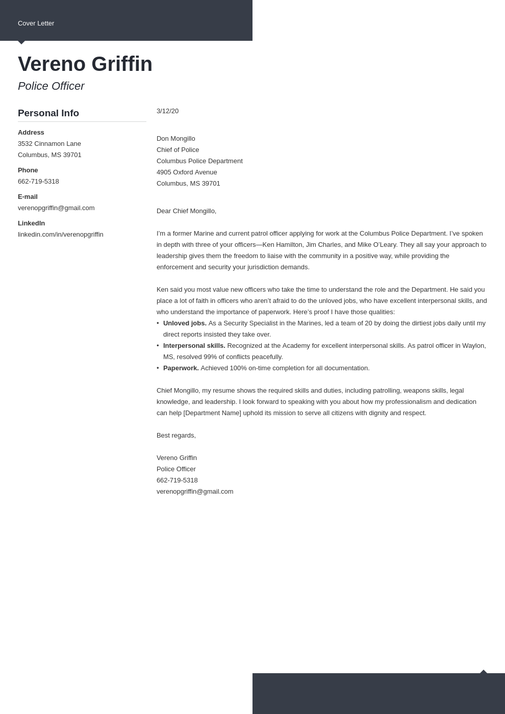 Law Enforcement Cover Letter Examples Writing Guide