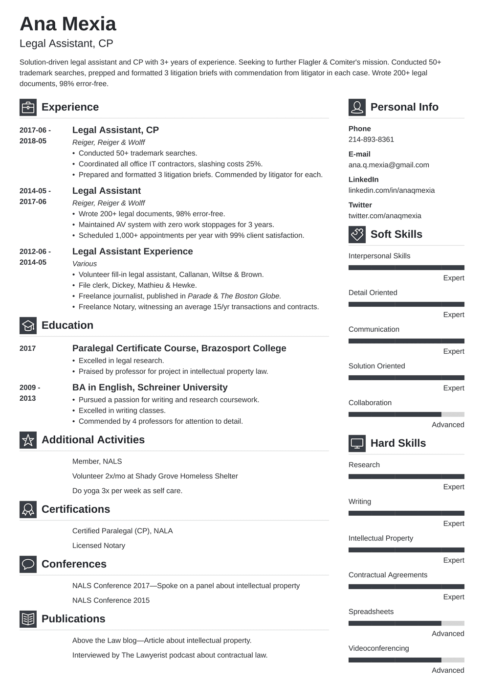 Legal Assistant Resume Examples 2023 with Job Description 