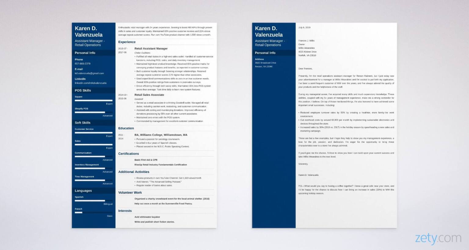 Sample Resume Cover Letter For Management Position