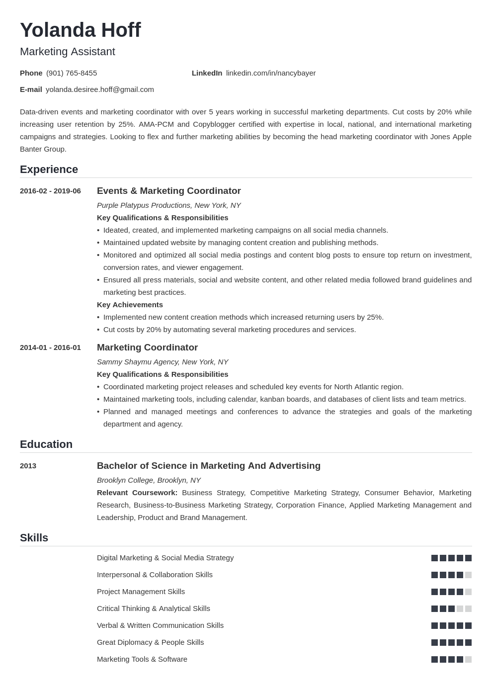 Marketing Coordinator Resume JohnSilvas Blog