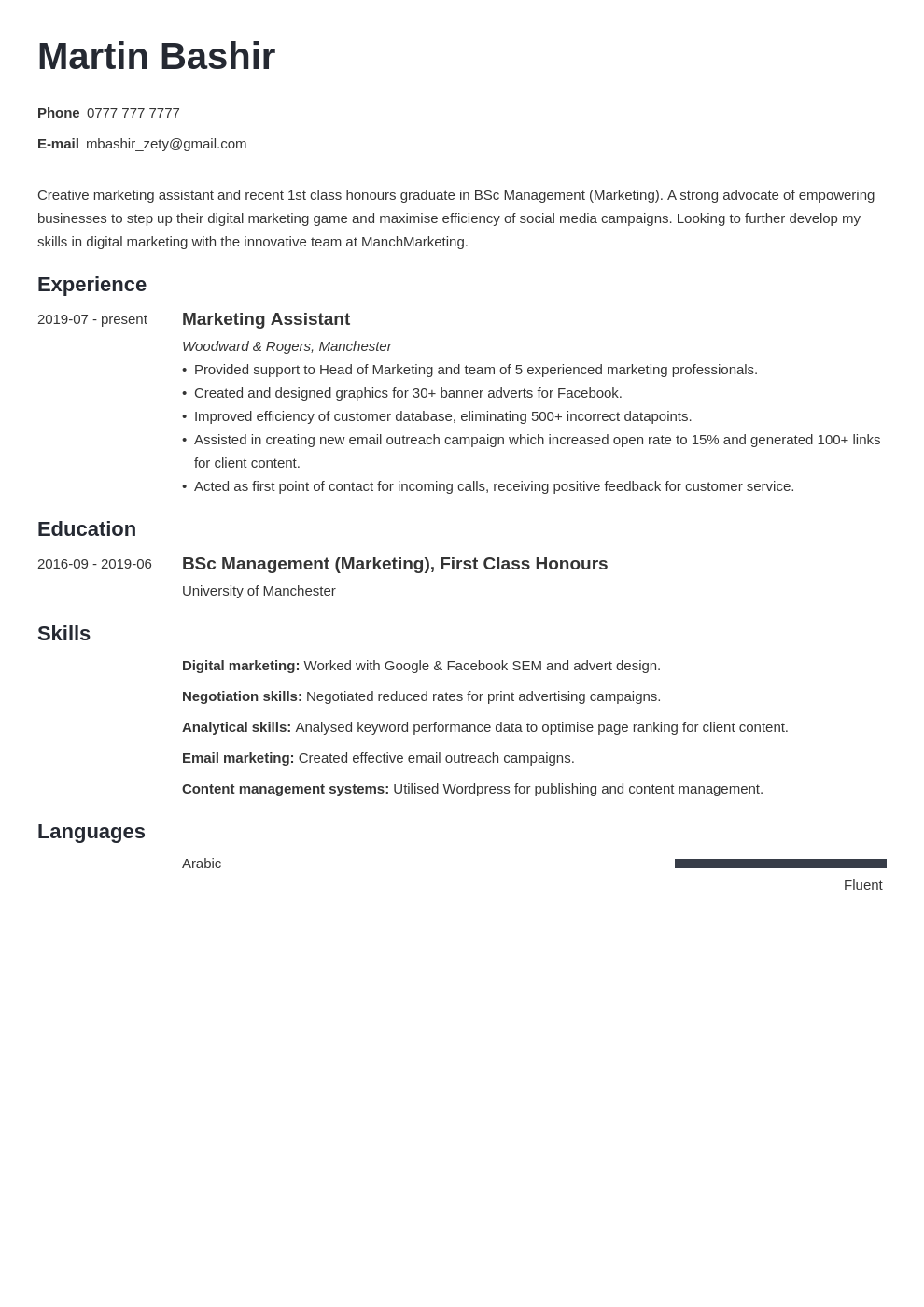 Marketing CV Examples How To Write