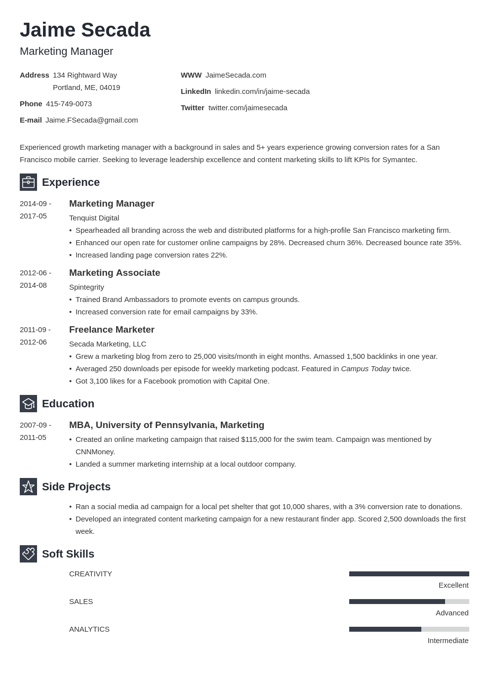 Marketing Resume Examples For Any Industry In 2023