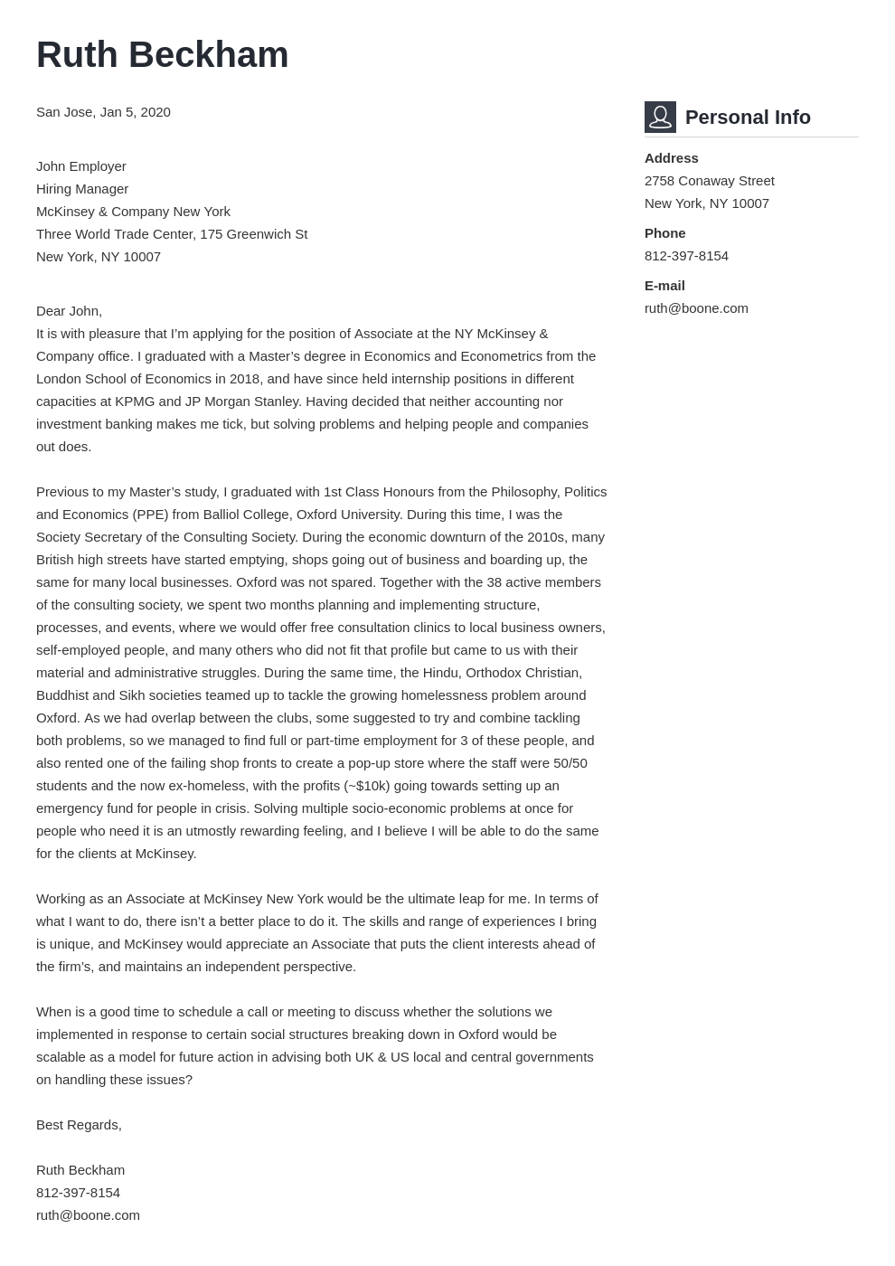 McKinsey Cover Letter Sample Writing Tips 10 Examples 