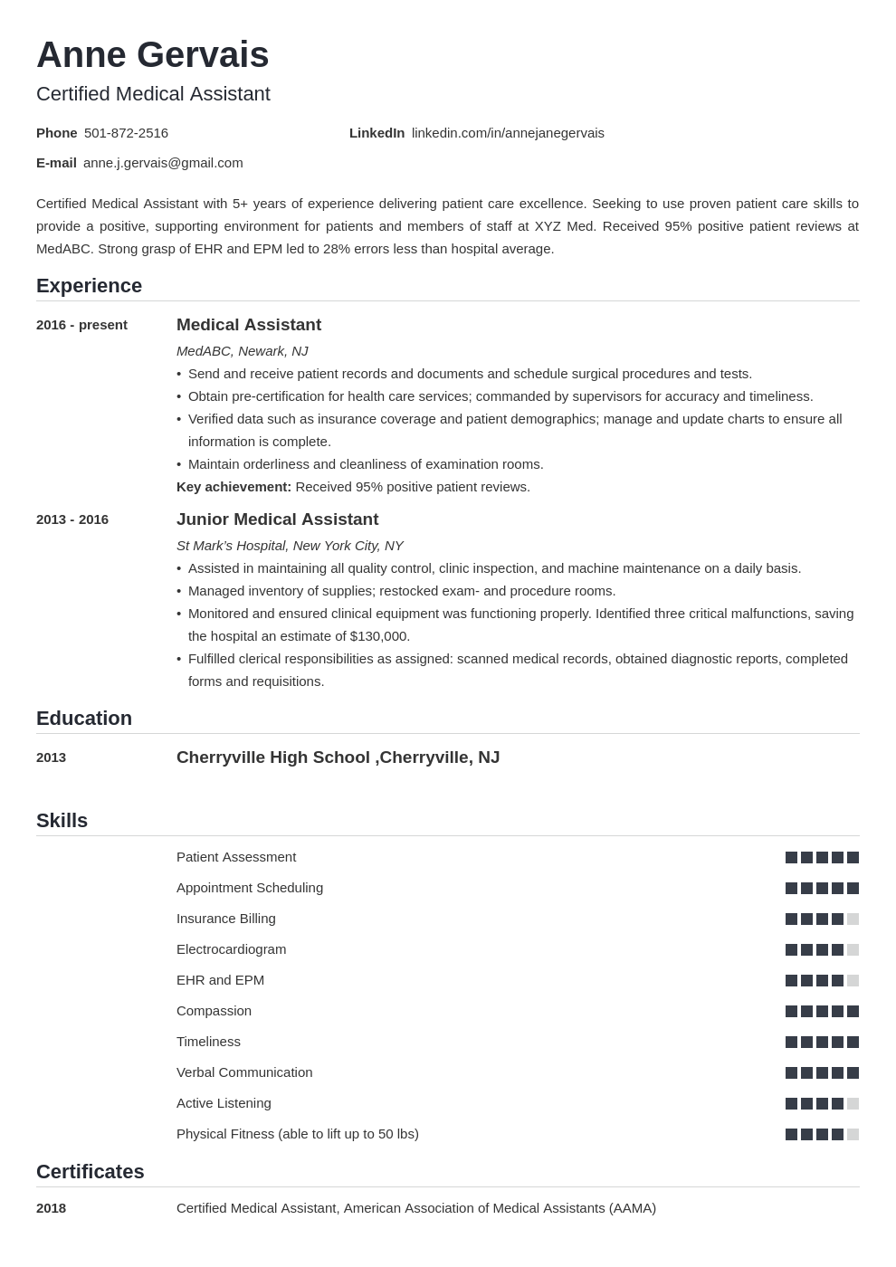Medical Resume Examples Templates For Medical Field