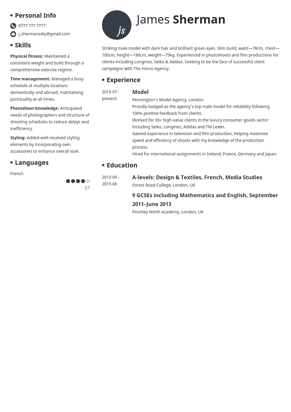 Model CV Template: Tips for Writing a Modelling CV