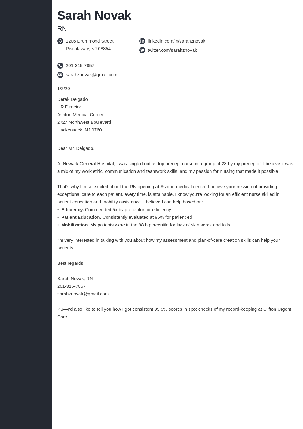 Nursing Student Cover Letter Sample Also For An Internship 