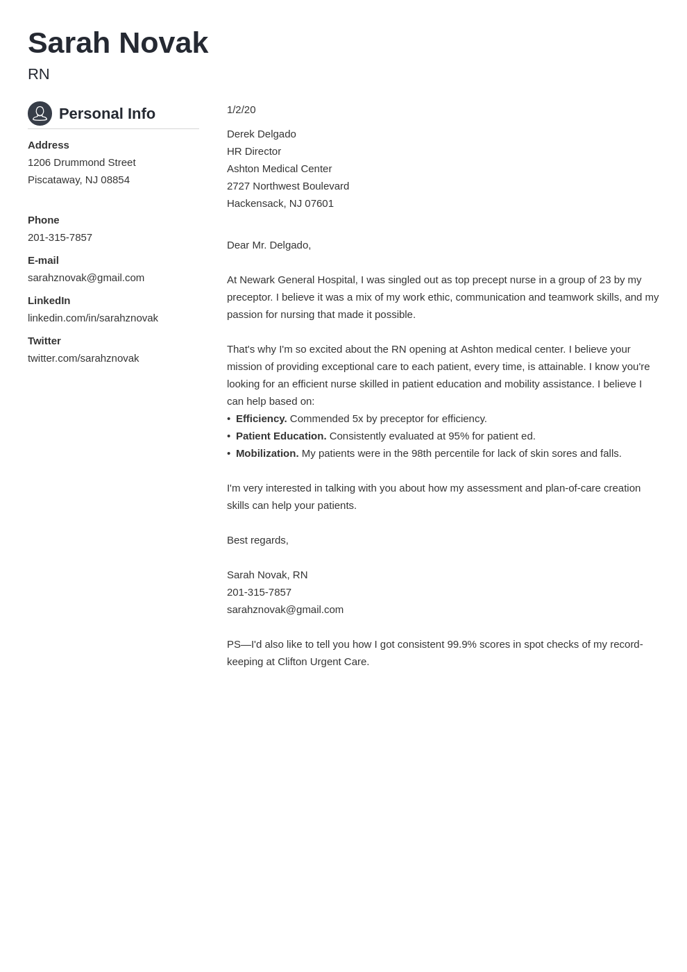 Nursing Student Cover Letter Sample Also For An Internship 