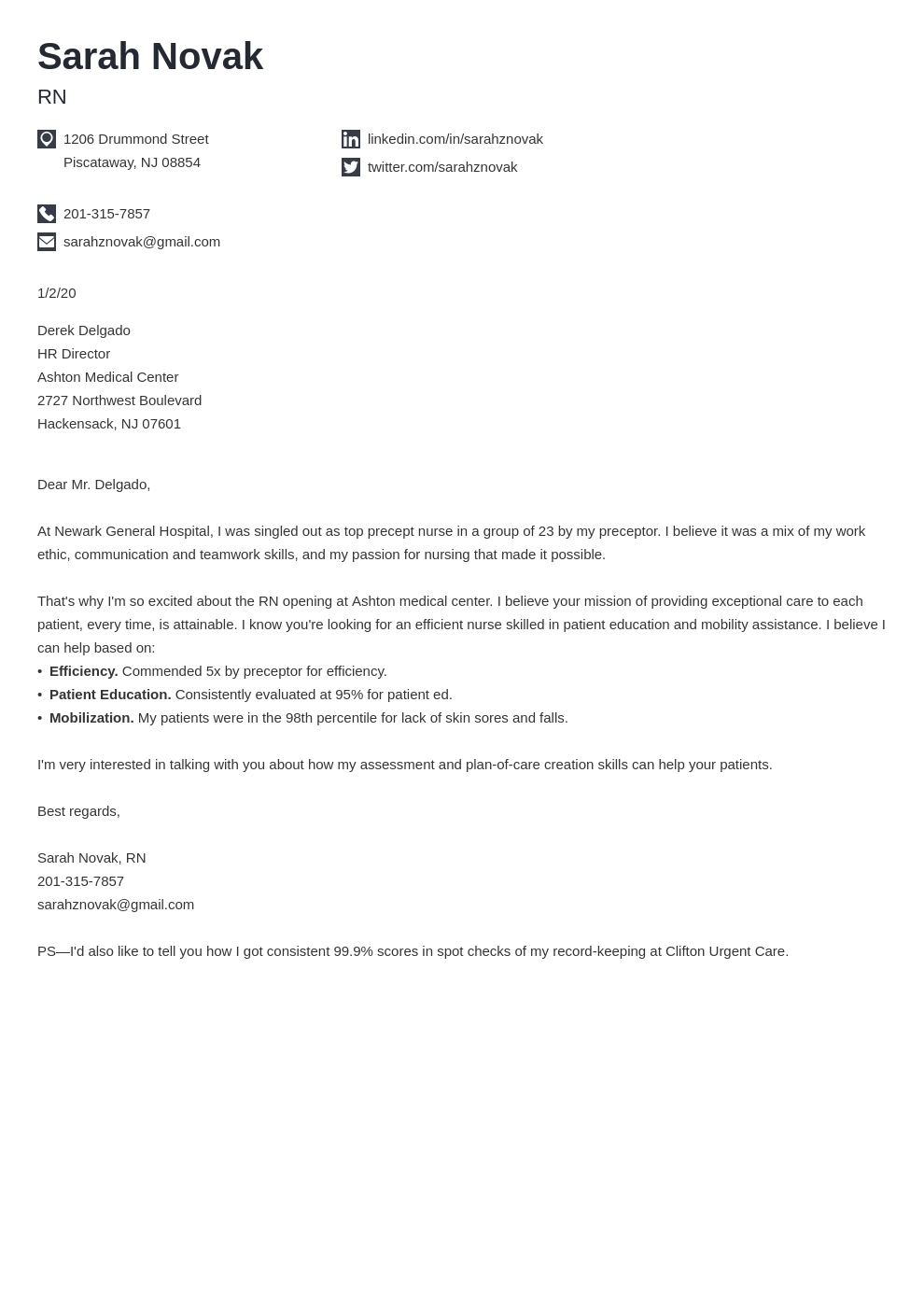 Nursing Student Cover Letter Sample Also For An Internship 