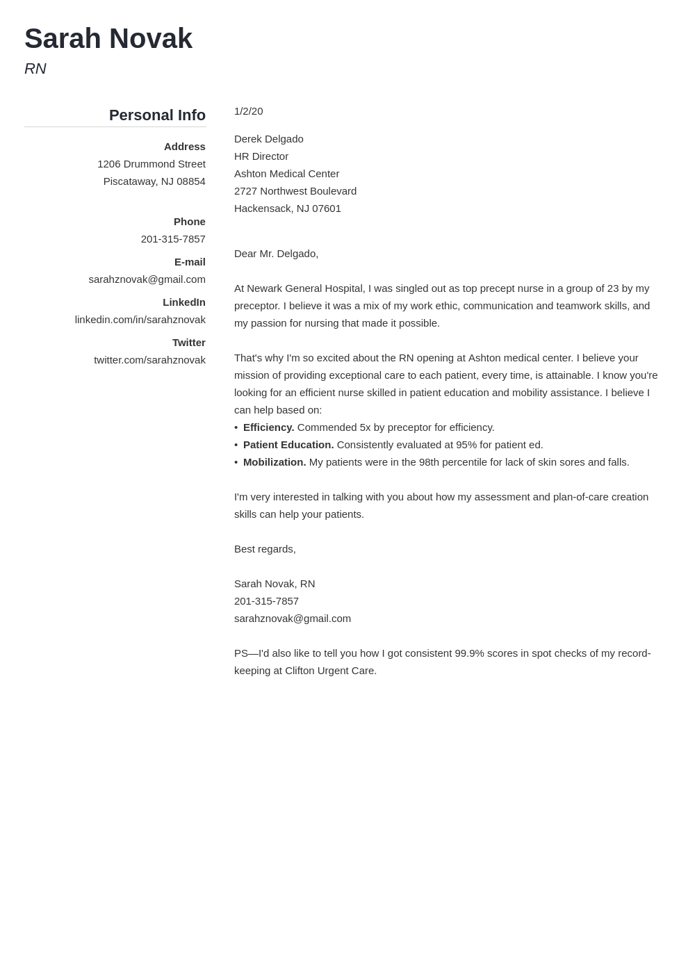 Nursing Student Cover Letter Sample Also For An Internship 