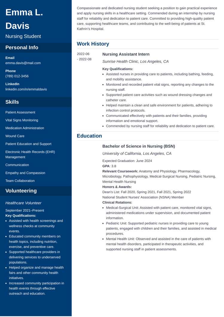 Nursing Student Resume Examples & Templates for 2026