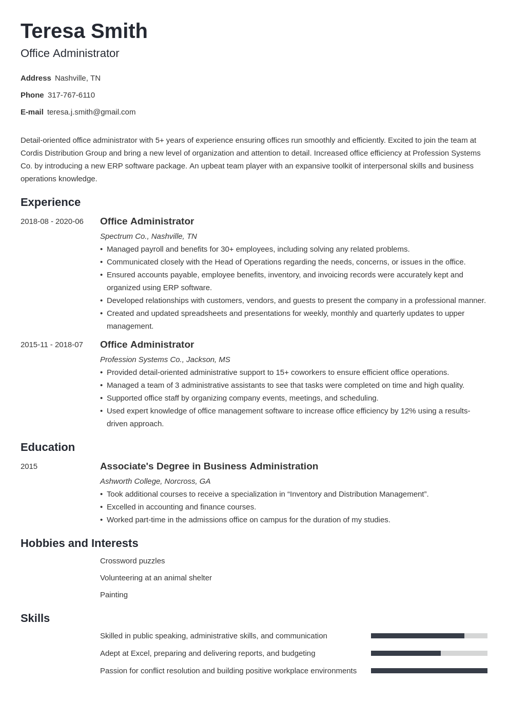 Office Administrator Resume Examples And Guide 10 Tips 