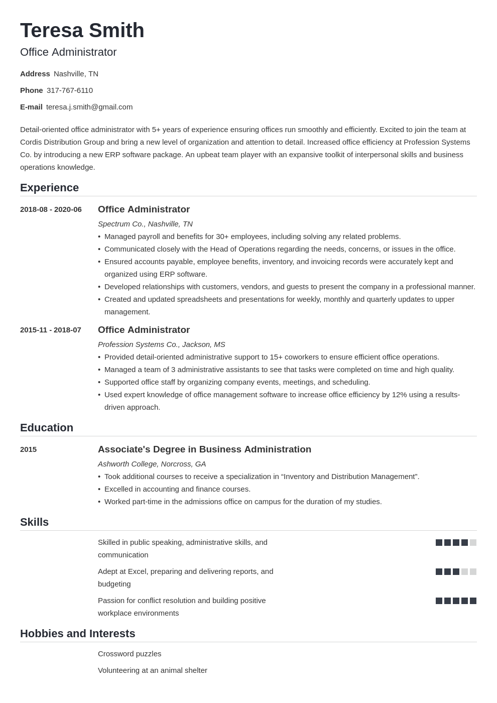 Office Administrator Resume Examples And Guide 10 Tips 