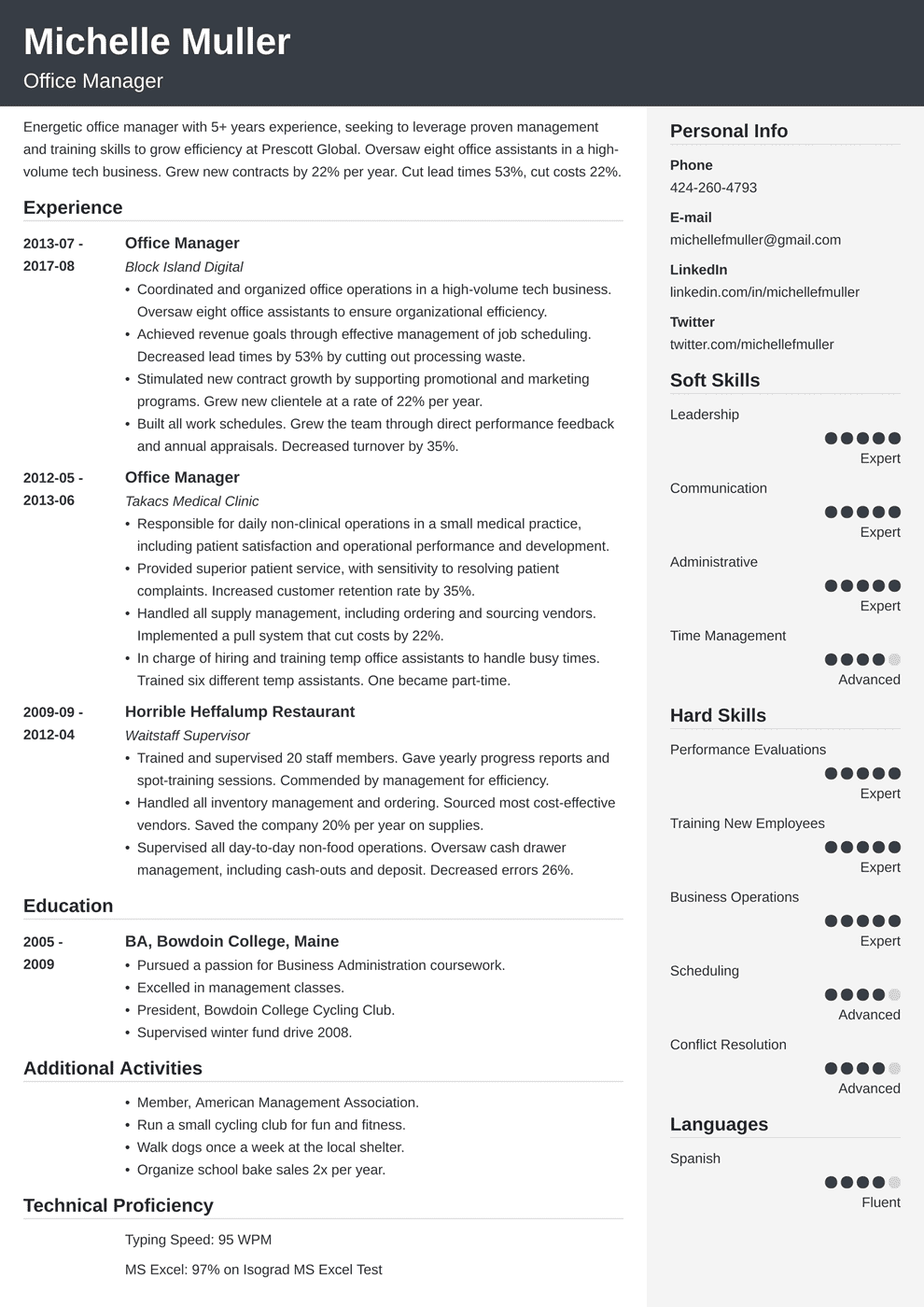 Office Manager Resume Sample