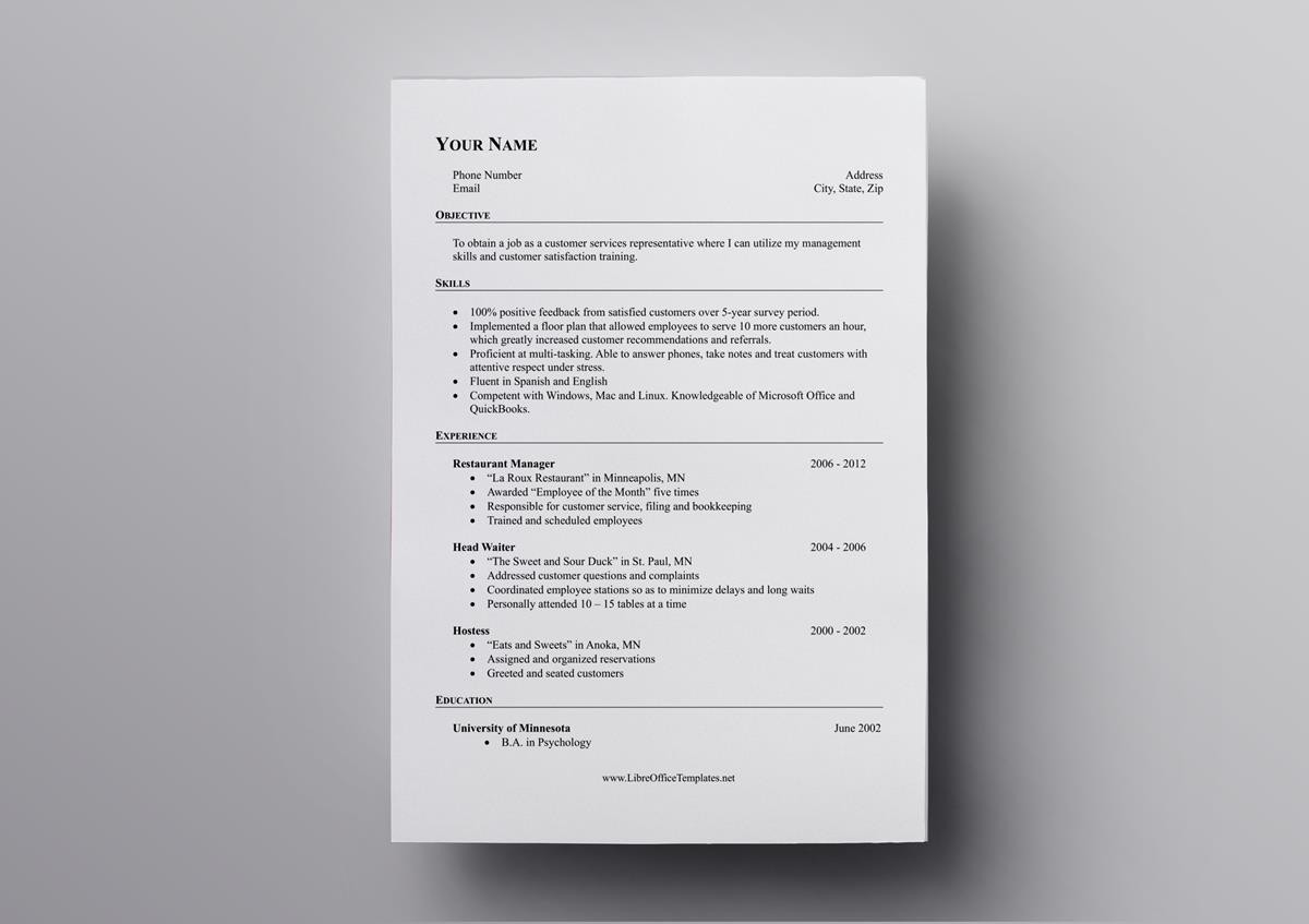 Open Office Resume Templates Free Download