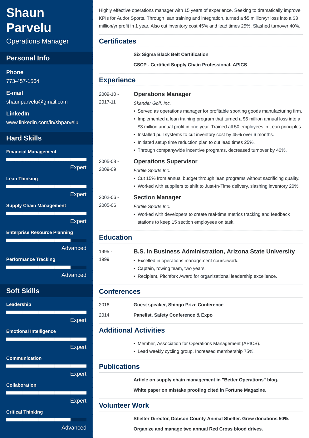 Operations Manager Resume Examples & Tips