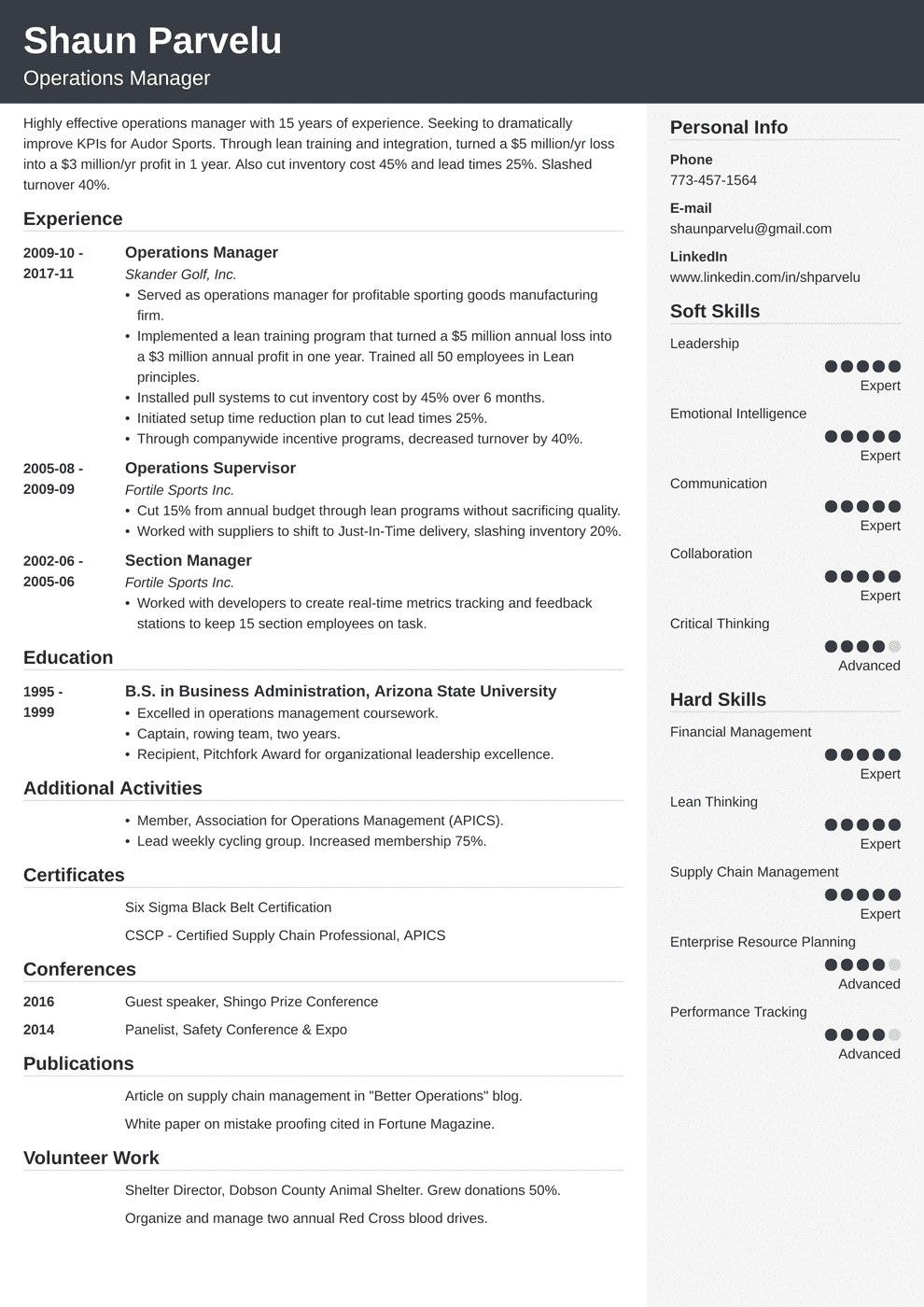 Operations Manager Resume Sample Doc ZOHAL