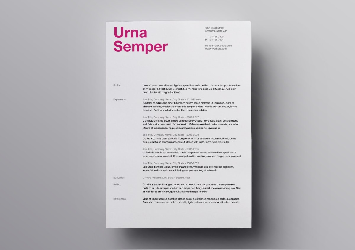 Cv Template In Pages Free Resume Templates