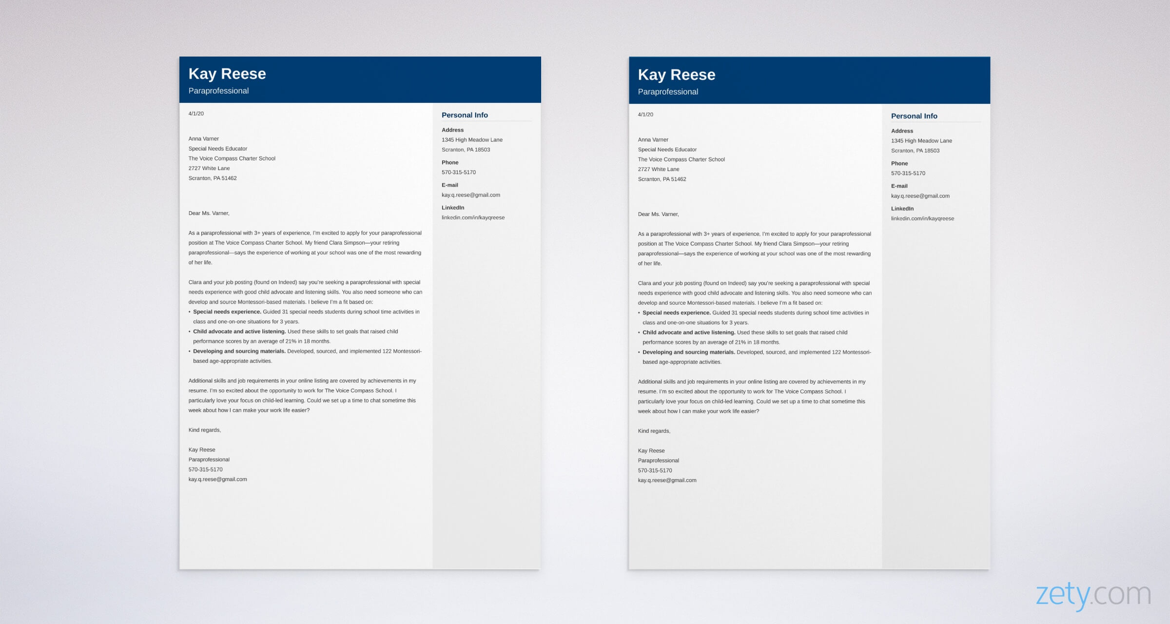Paraprofessional Cover Letter Sample Writing Guide