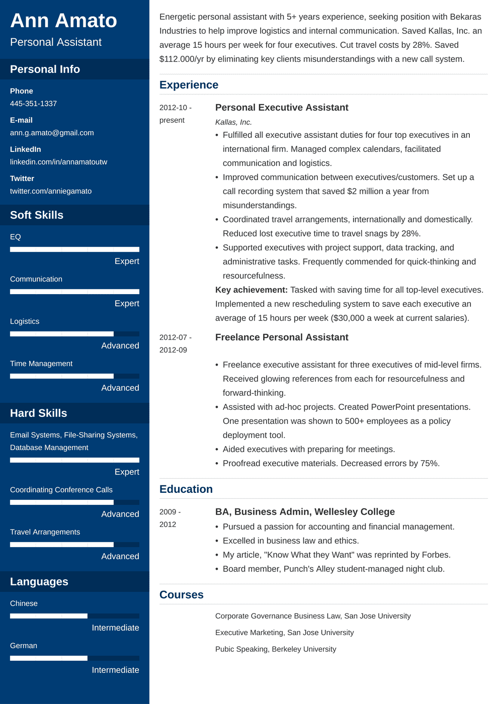 Personal Assistant Resume Samples Guide Top Skills 