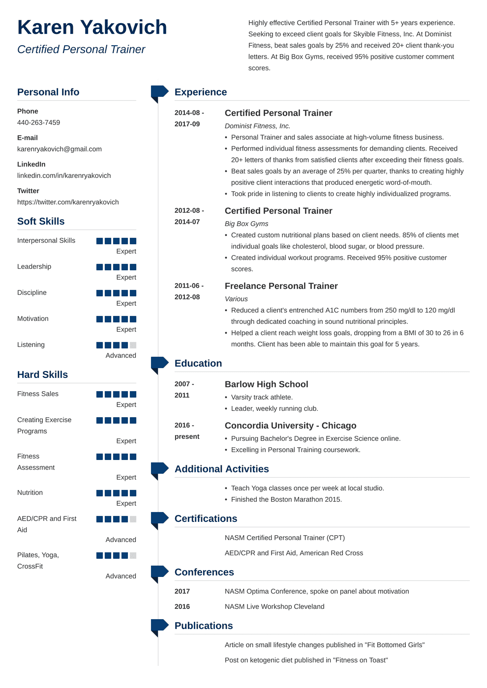 4 Personal Trainer Resume Examples & Templates