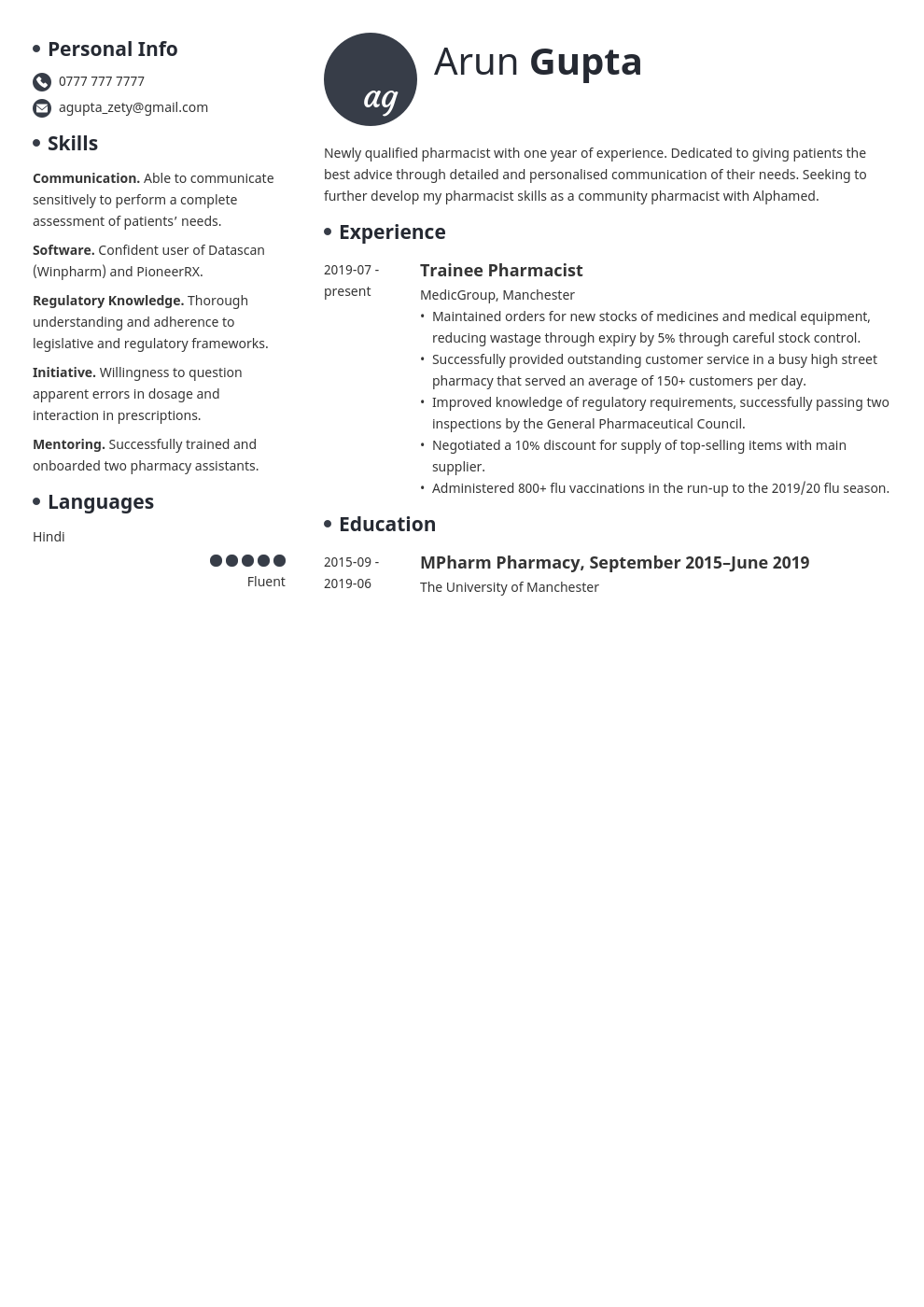 Create The Perfect Pharmacist CV: Template & Writing Guide