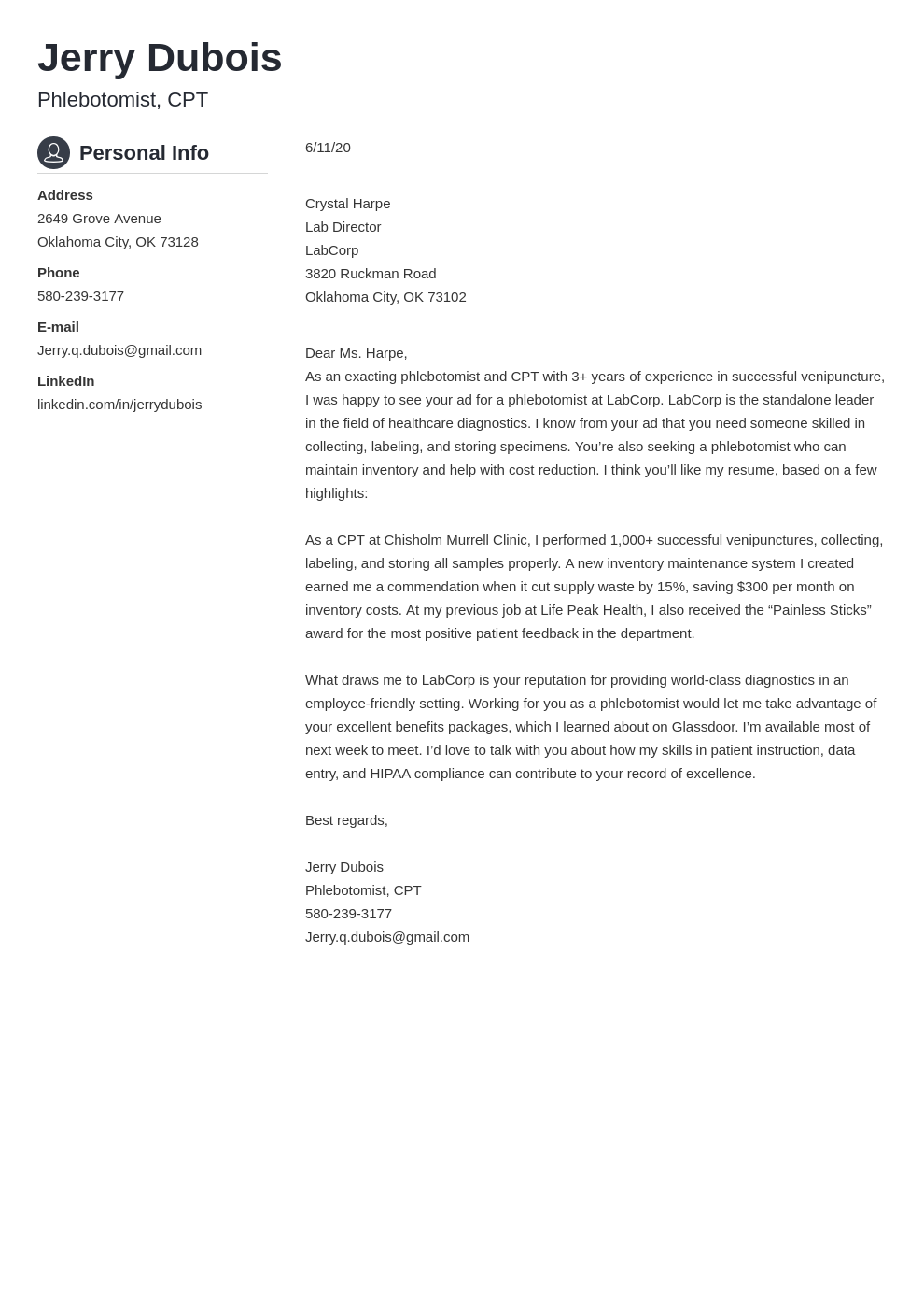 Phlebotomist Cover Letter Template Aletters one