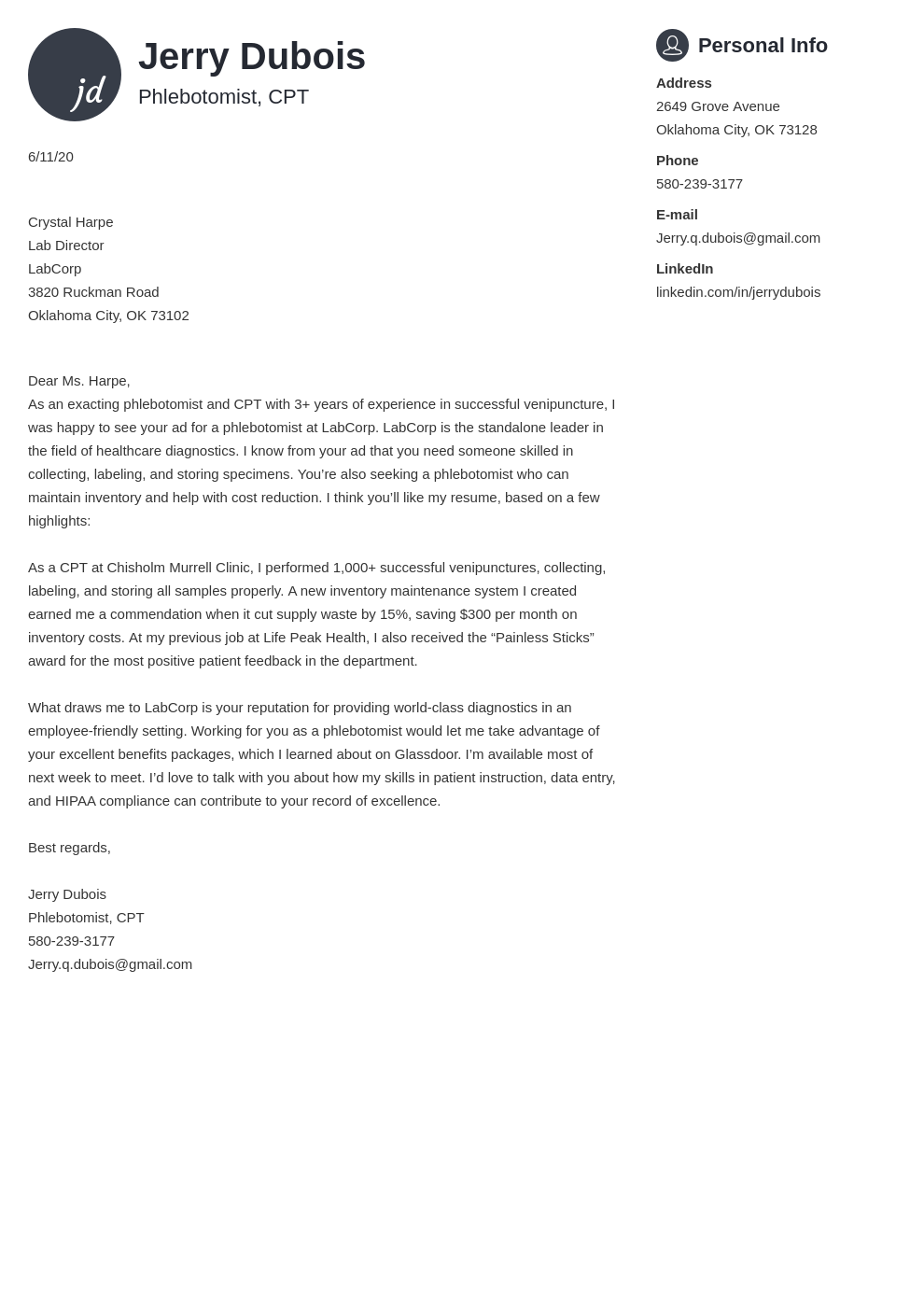Phlebotomist Cover Letter Example Template For 2023