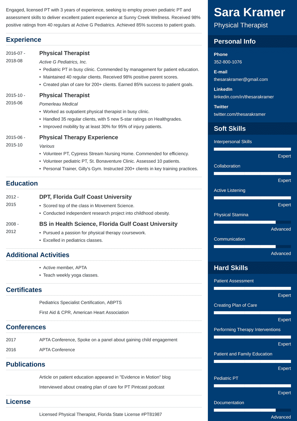 Physical Therapist Resume Examples & Templates for 2025