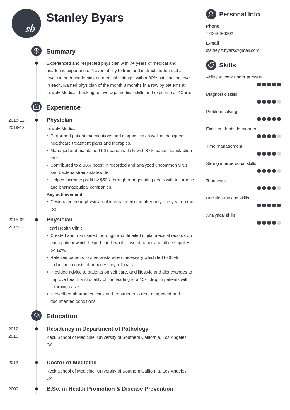 Physician CV Example Writing Guide For Physicians Physician CV Example Writing Guide For Physicians