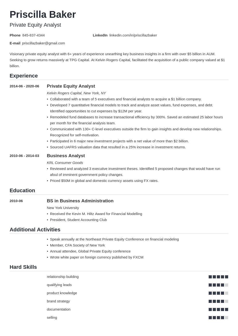 Private Equity Resume Examples And Guide 10 Tips 