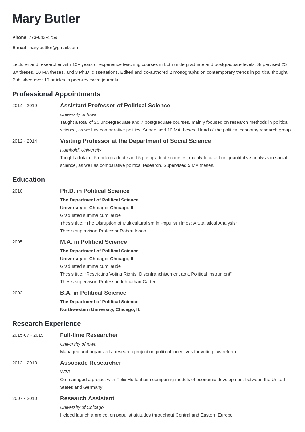 Professor CV Example Template Writing Guide 20 Tips 