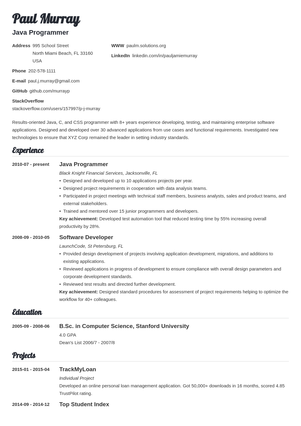 9 Great Programming Projects For A Resume Examples 