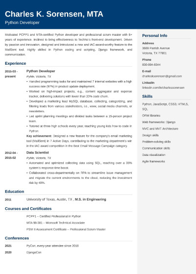 Python Developer Resume Samples Also Entry Level Junior 