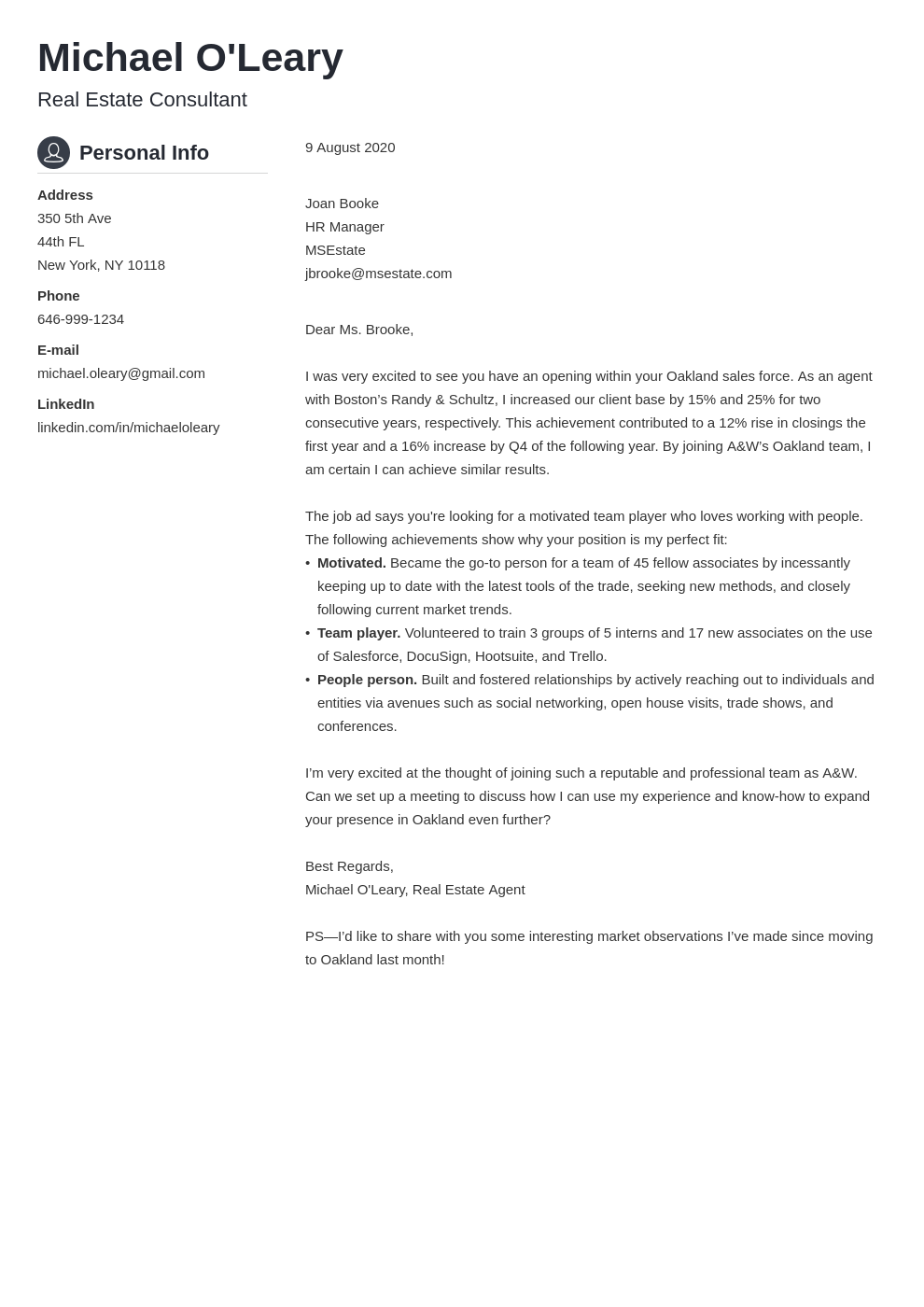 Real Estate Agent Cover Letter Example Tips For 2023 