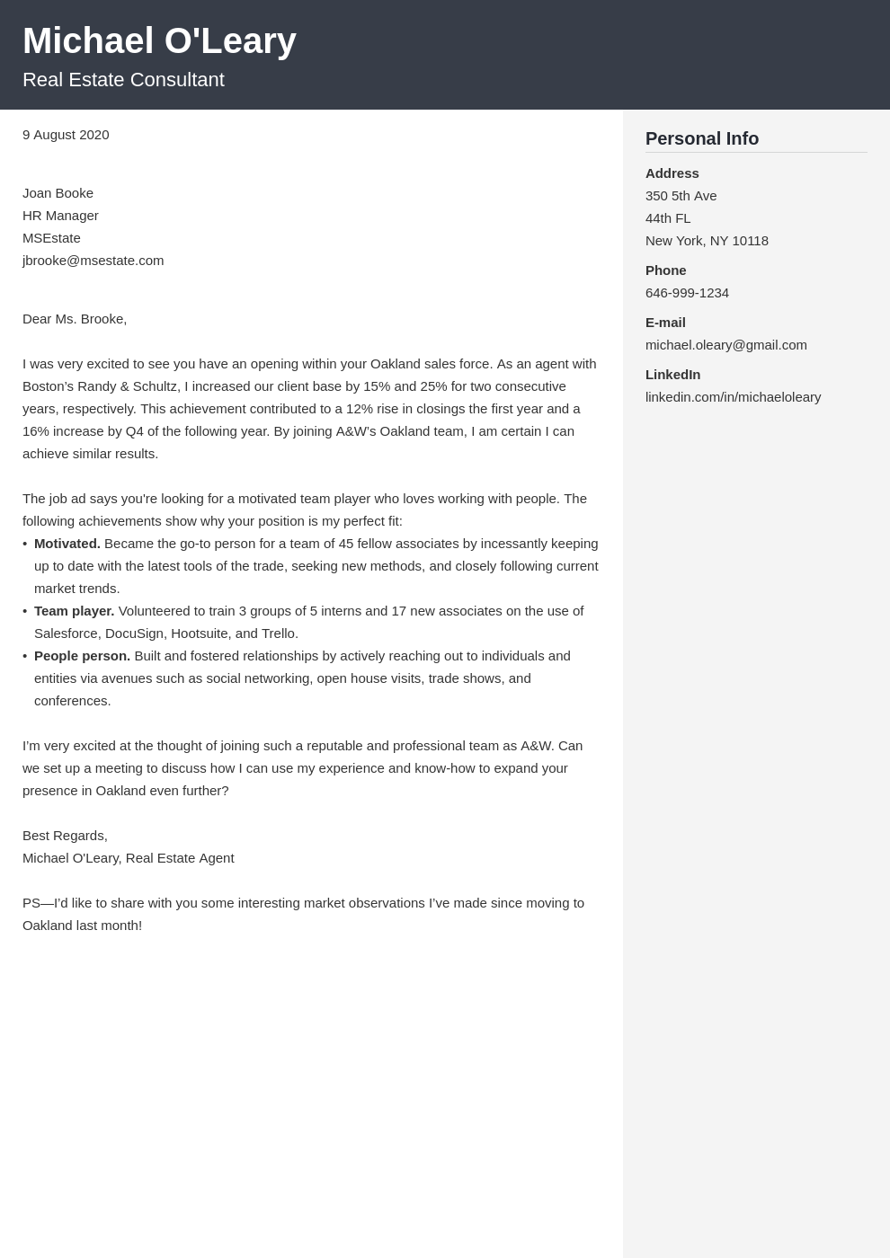 Real Estate Agent Cover Letter Example Tips For 2023 