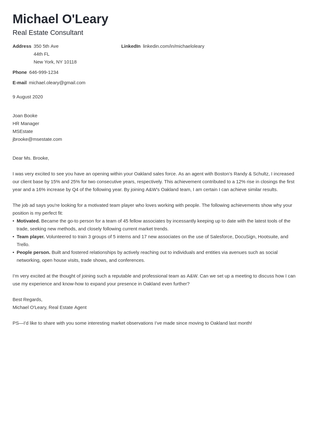 Real Estate Agent Cover Letter Example Tips For 2023 