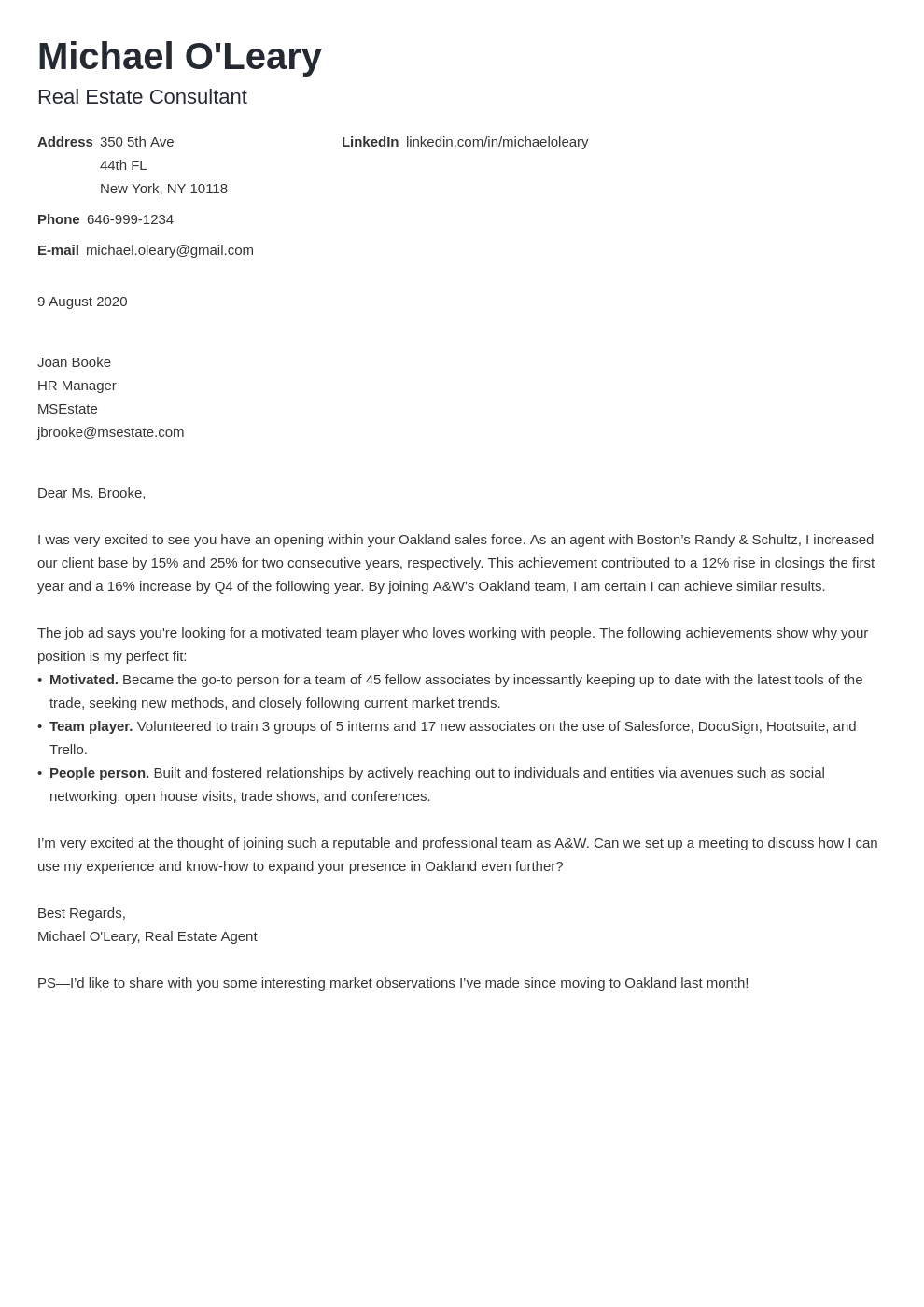 Real Estate Agent Cover Letter Example Tips For 2023 