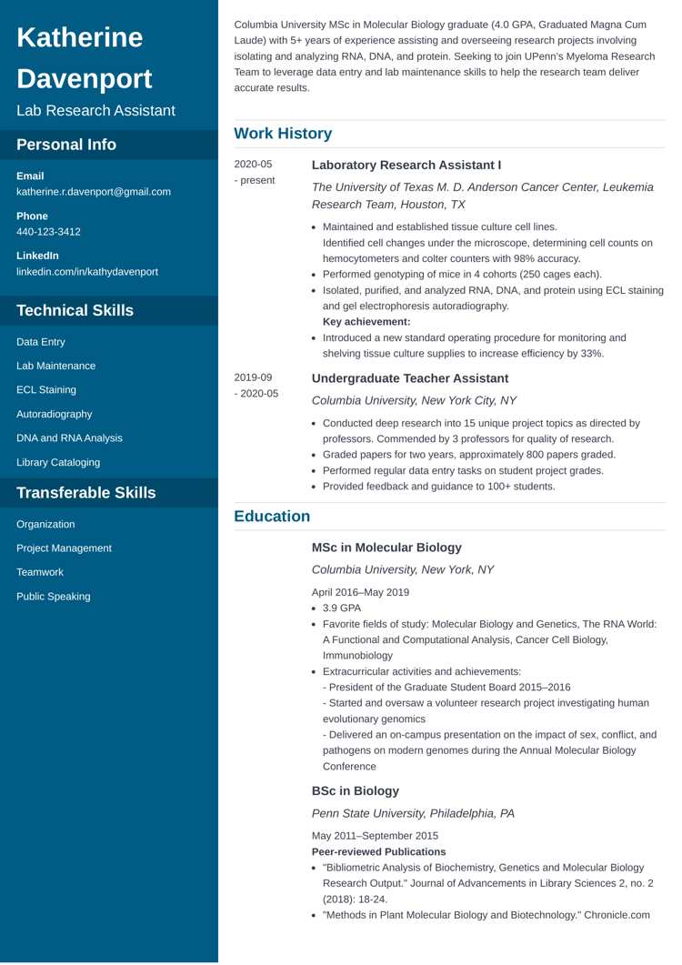 Research Experience Resume