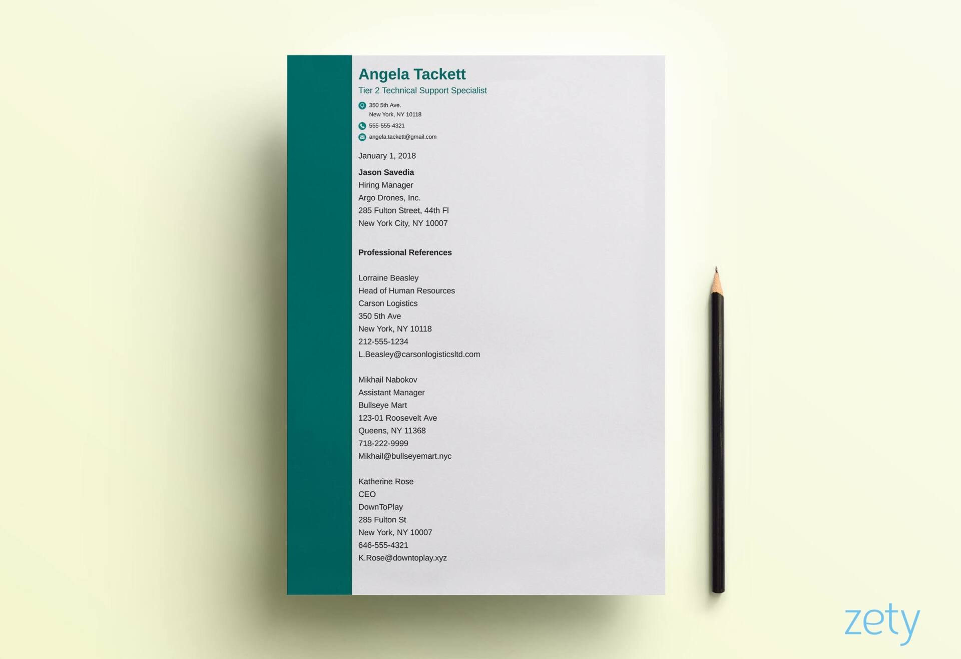 Professional Reference Page Template For Your Needs