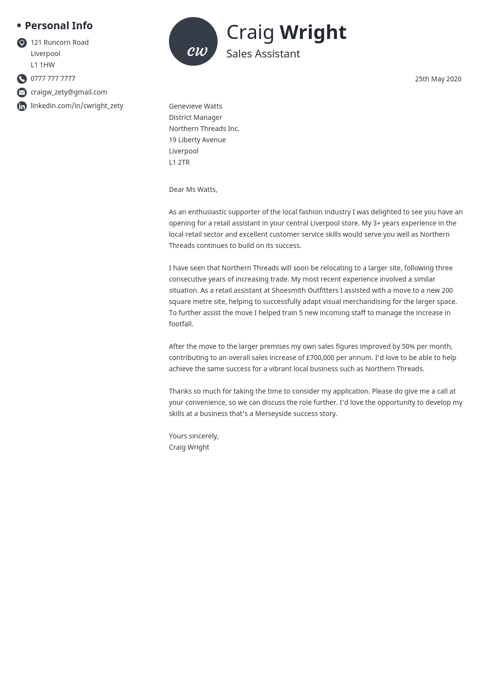 Writing A Good Cover Letter For Retail