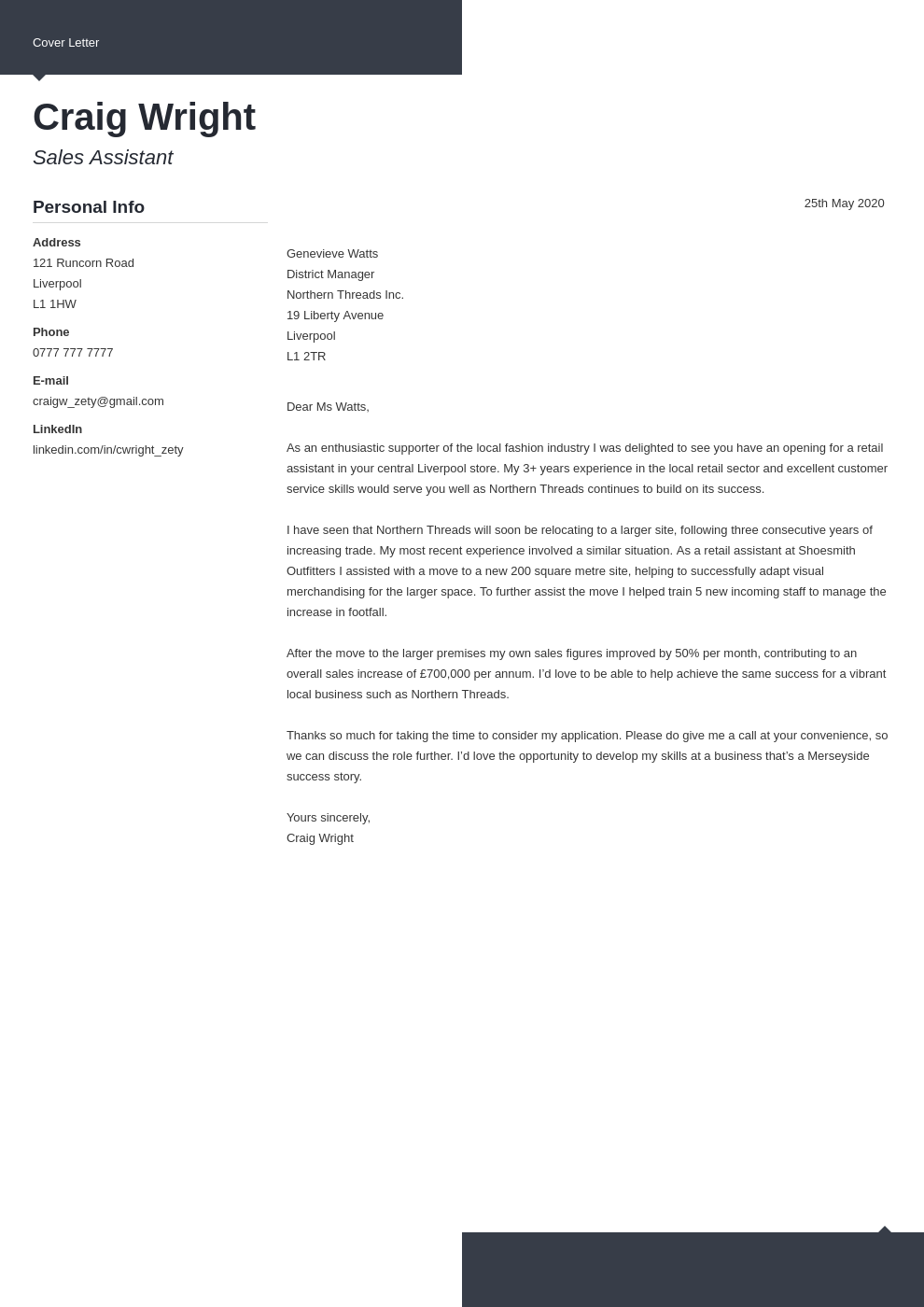 Cover Letter Examples For Retail Uk