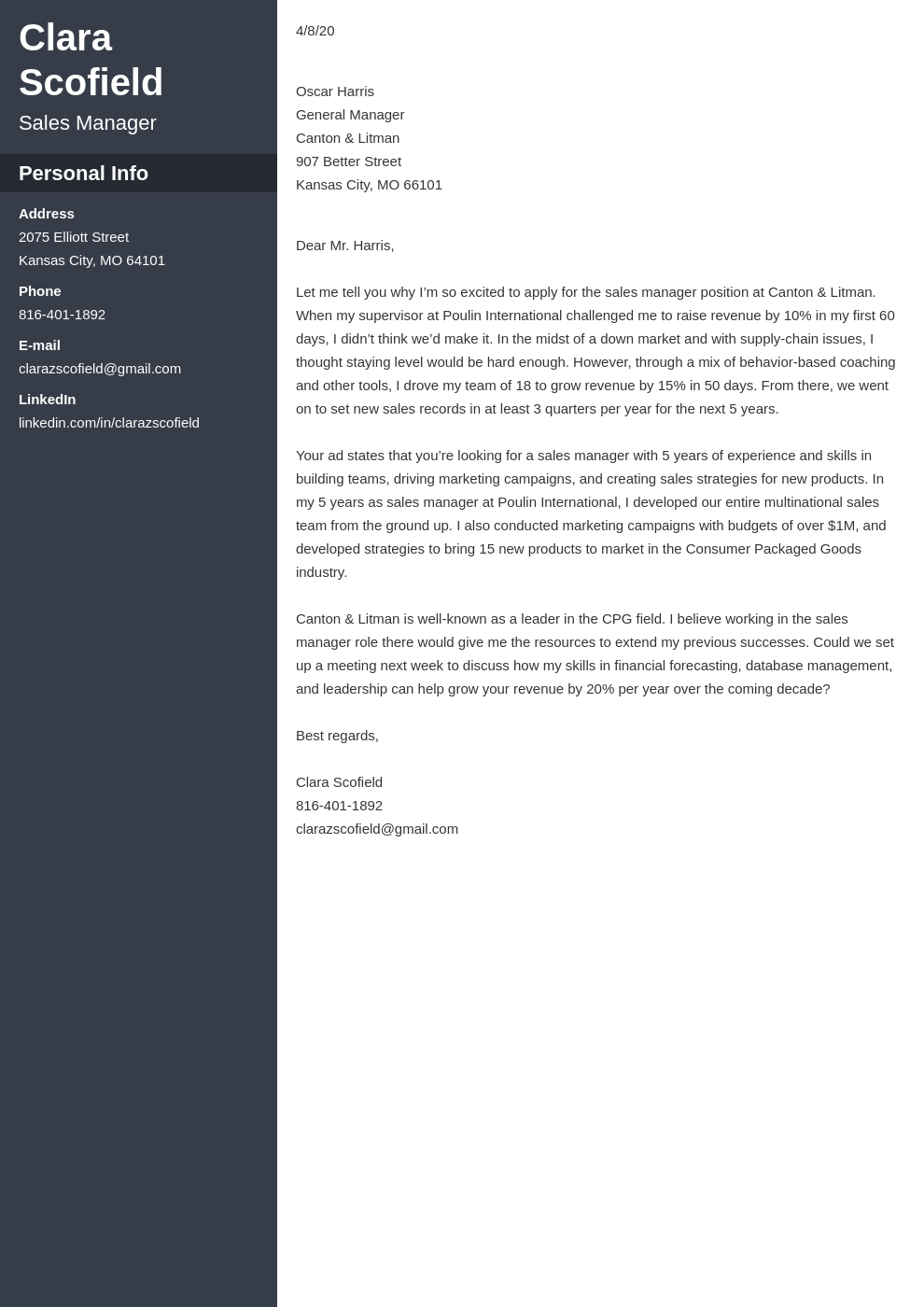 Sales Manager Cover Letter Examples Writing Guide