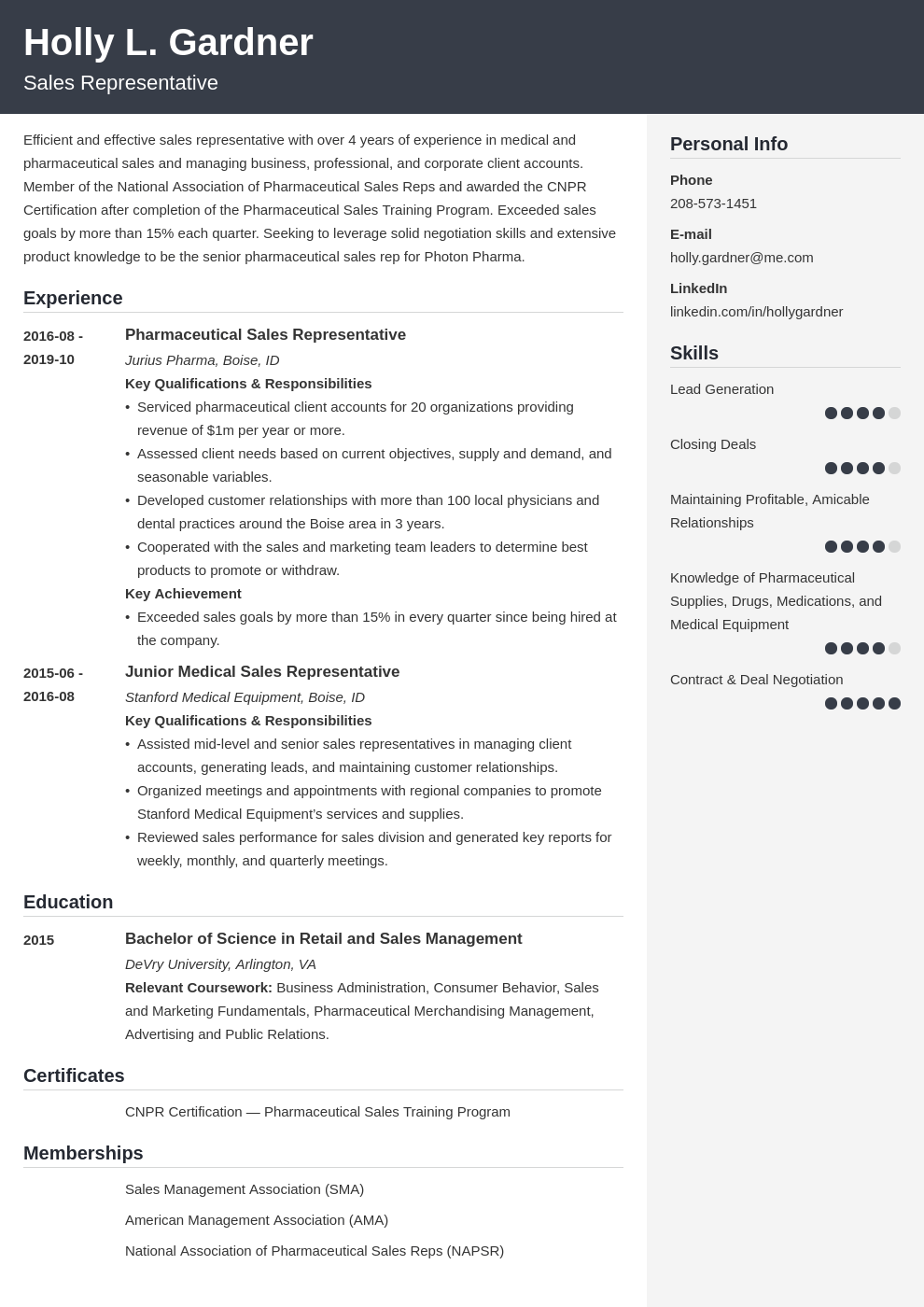 Sales Representative Resume Examples And Templates 2023